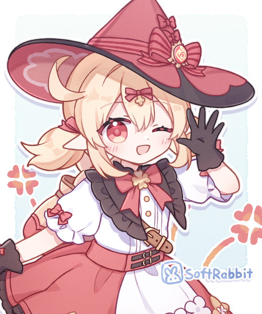 Safebooru - 1girl ;d ahoge backpack bag belt black gloves bow commentary request dress frilled ...