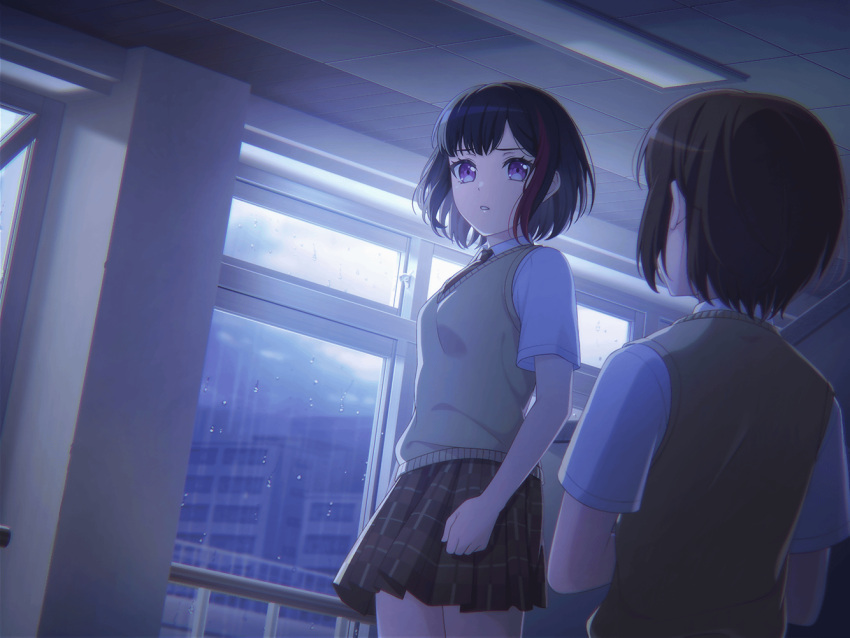 Safebooru - 2girls angst bang dream! black hair building frown hazawa tsugumi mitake ran ...