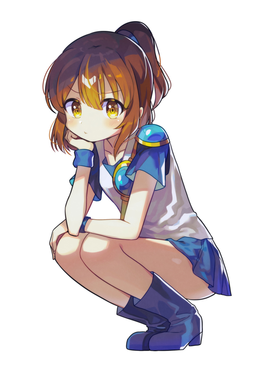 Safebooru - 1girl absurdres arle nadja blue footwear blue skirt boots brown eyes brown hair ...