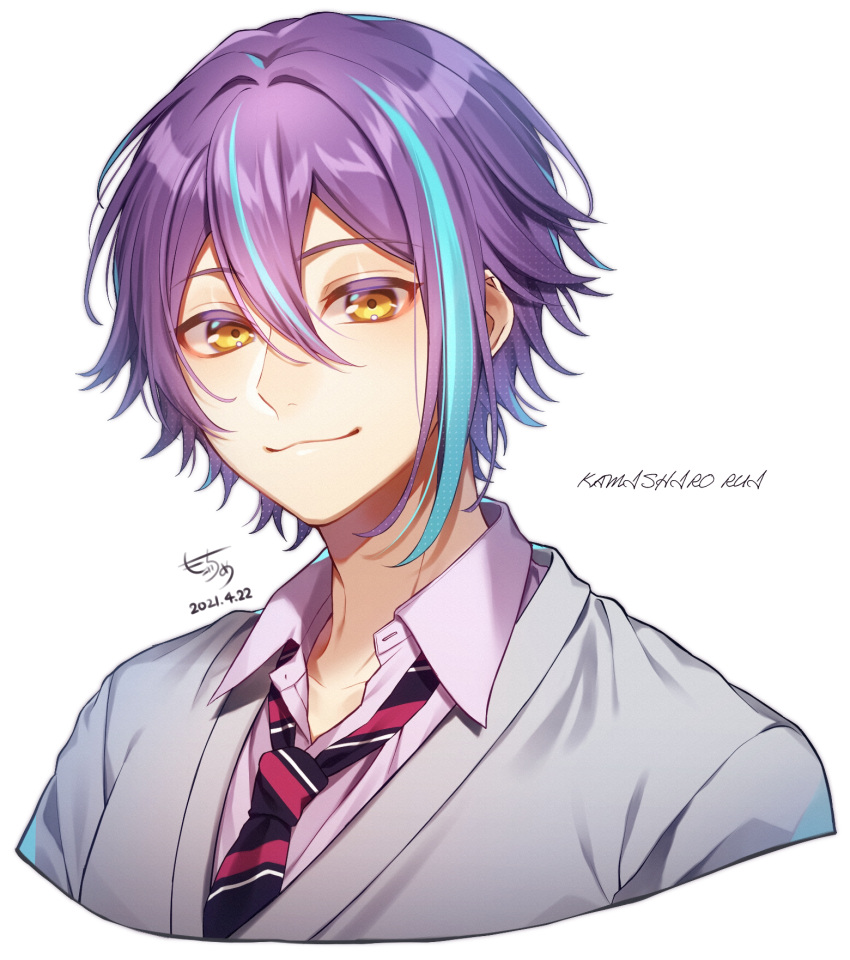 Safebooru - 1boy aqua hair black necktie blue hair character name ...