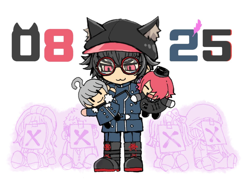Safebooru - 1boy :3 :d ahoge animal ears animal hat aphex logan belt ...