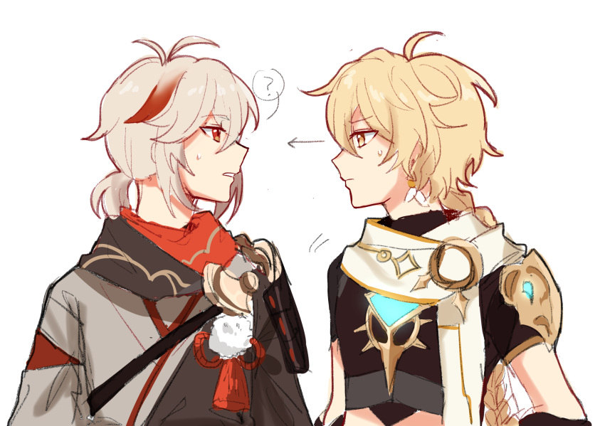 Safebooru - 2boys aether (genshin impact) ahoge antenna hair arm armor armor arrow (symbol ...