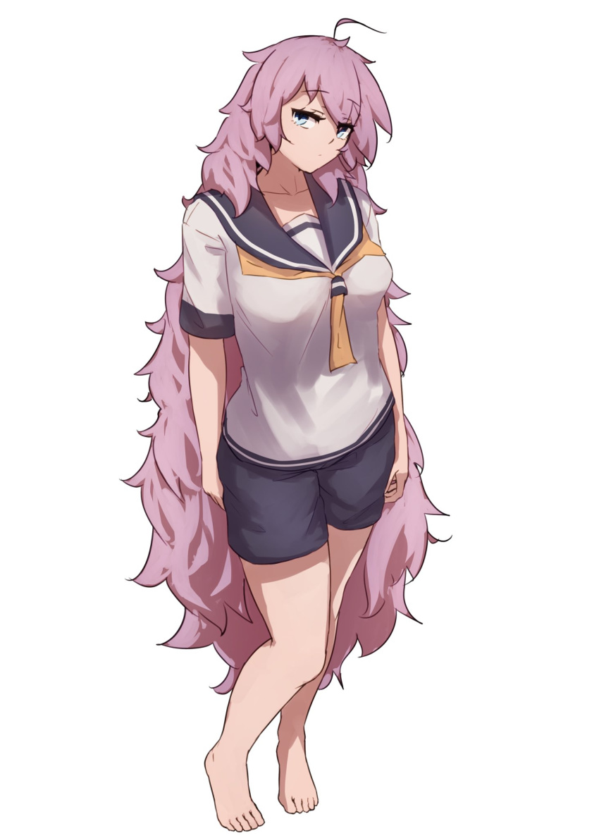 Safebooru - 1girl ahoge alternate hair length alternate hairstyle aoba (kancolle) barefoot full ...
