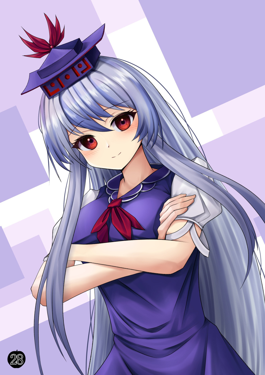 Safebooru - 1girl absurdres blue background blue hair blue headwear closed mouth commentary ...