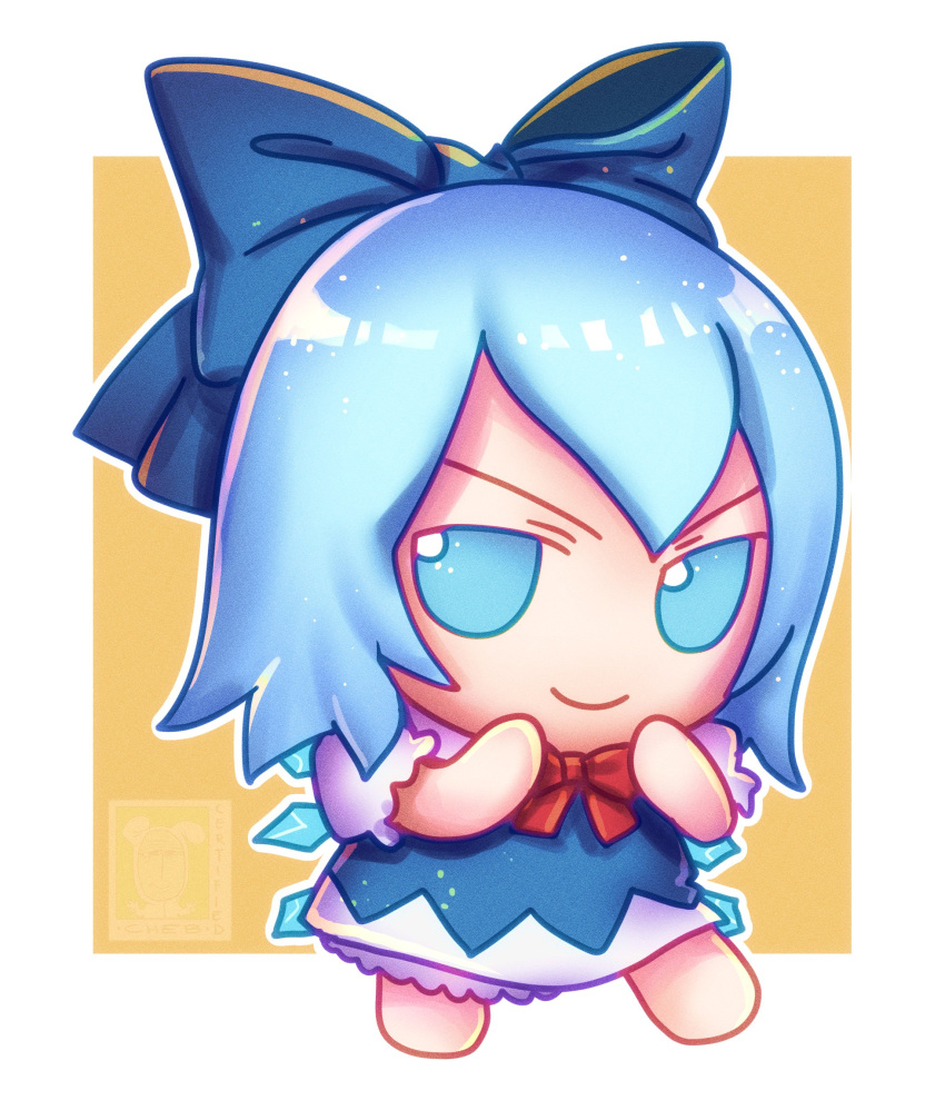 Safebooru - 1girl blue bow blue dress blue eyes blue hair bow chibi cirno commentary dress ...