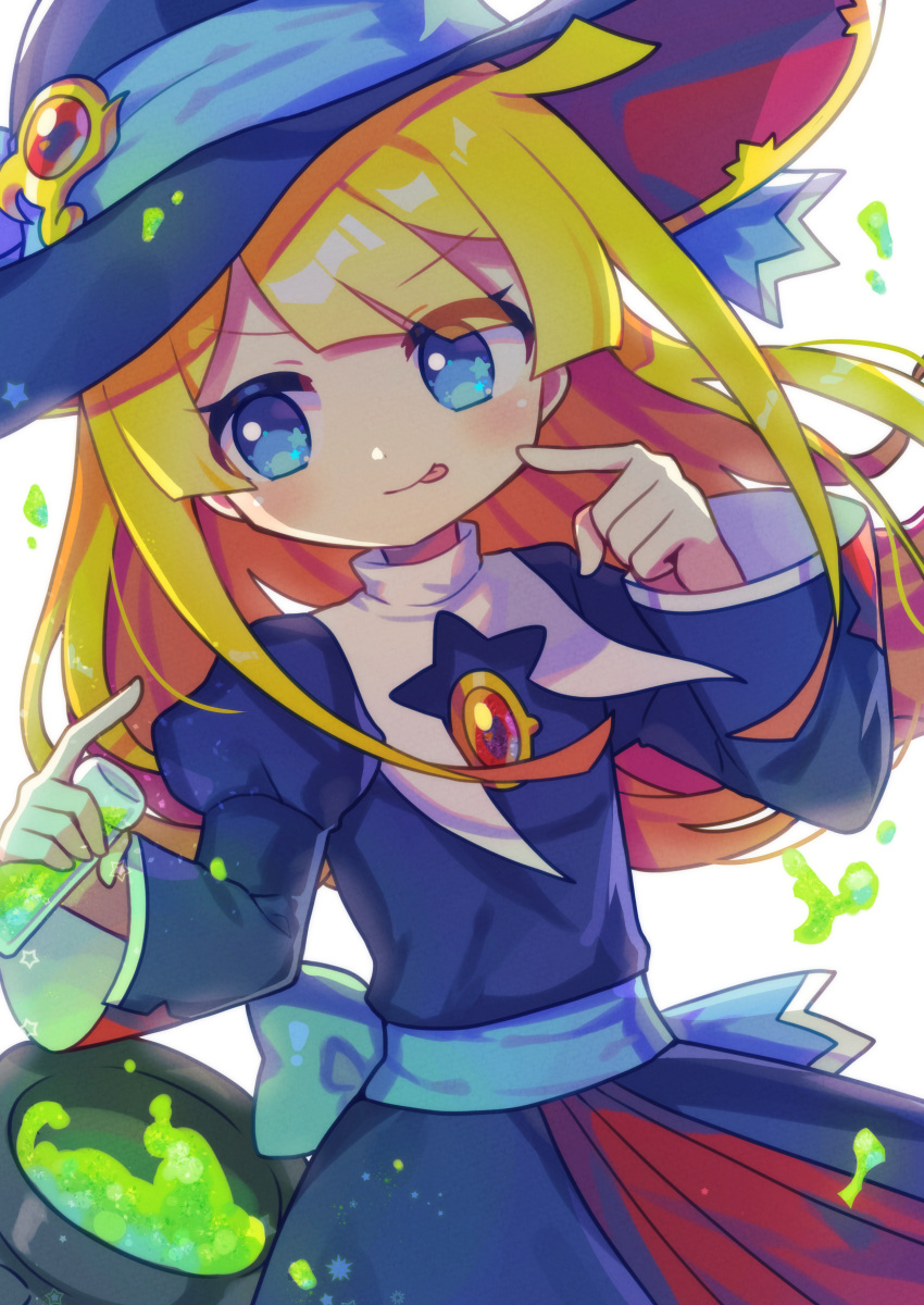 Safebooru - 1girl absurdres blonde hair blue eyes blue headwear blush cauldron closed mouth hat ...