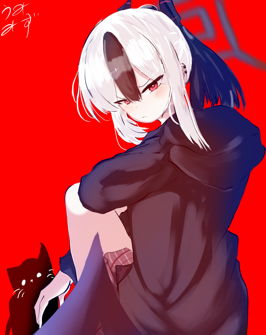 Safebooru - 1girl absurdres black hair black hoodie blue archive halo highres hood hoodie kayoko ...