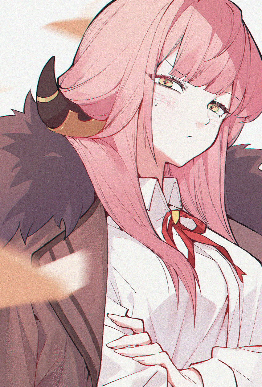 Safebooru - 1girl apu-chm aru (blue archive) blue archive blush breasts brown jacket chromatic ...