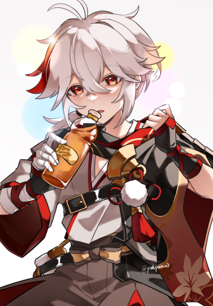 Safebooru - 1boy ahoge bandaged arm bandages bishounen bottle cowboy shot genshin impact highres ...