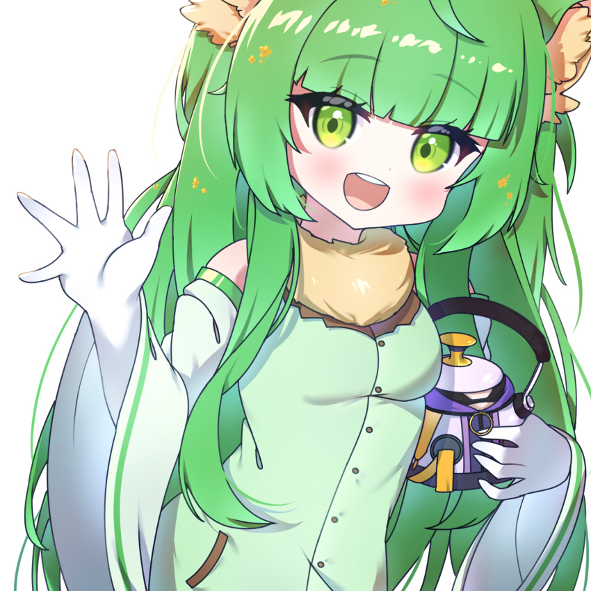 Safebooru - 1girl animal ears dress green eyes green hair haruka karibu ...