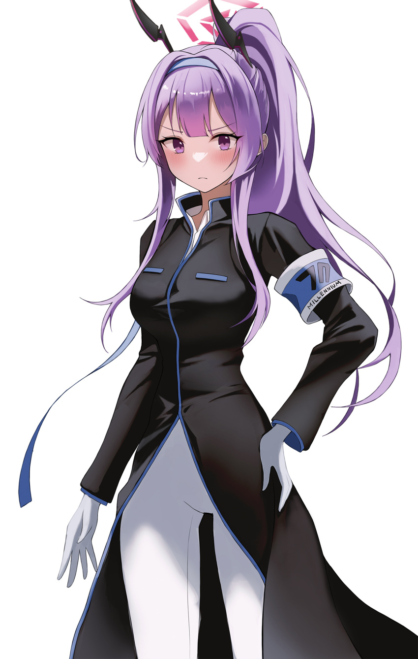 Safebooru - 1girl absurdres armband black coat bllustration blue archive blue armband blue ...