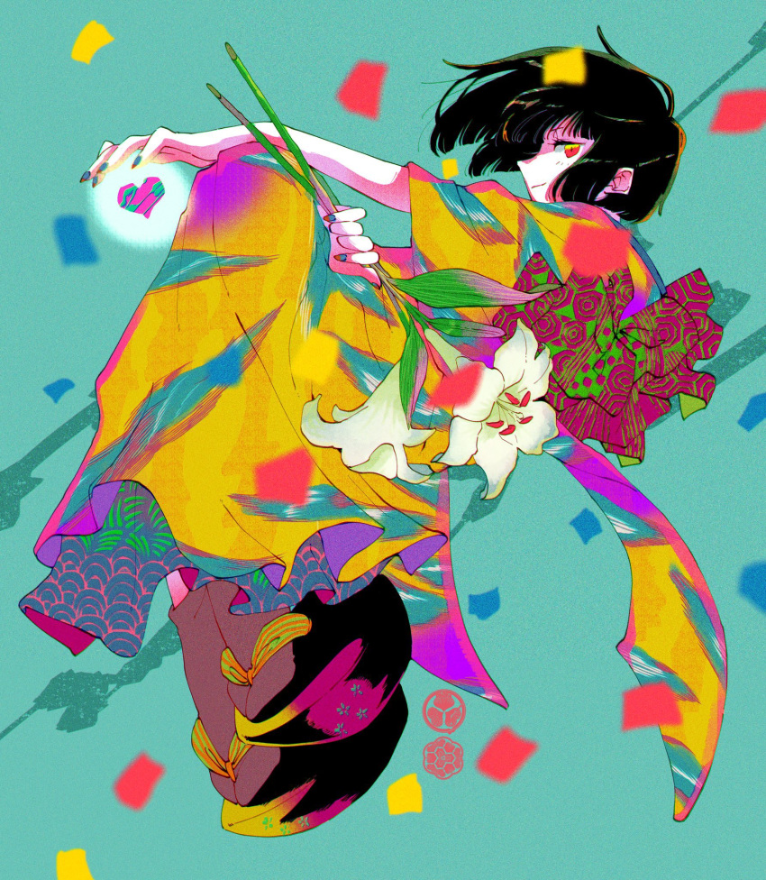 Safebooru - 1girl abstract background asagiwa ico black hair blunt ...