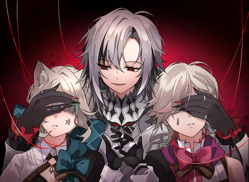 Safebooru 1boy 2girls Animal Ear Fluff Animal Ears Arlecchino Safebooru 1boy 2girls Animal Ear Fluff Animal Ears Arlecchino