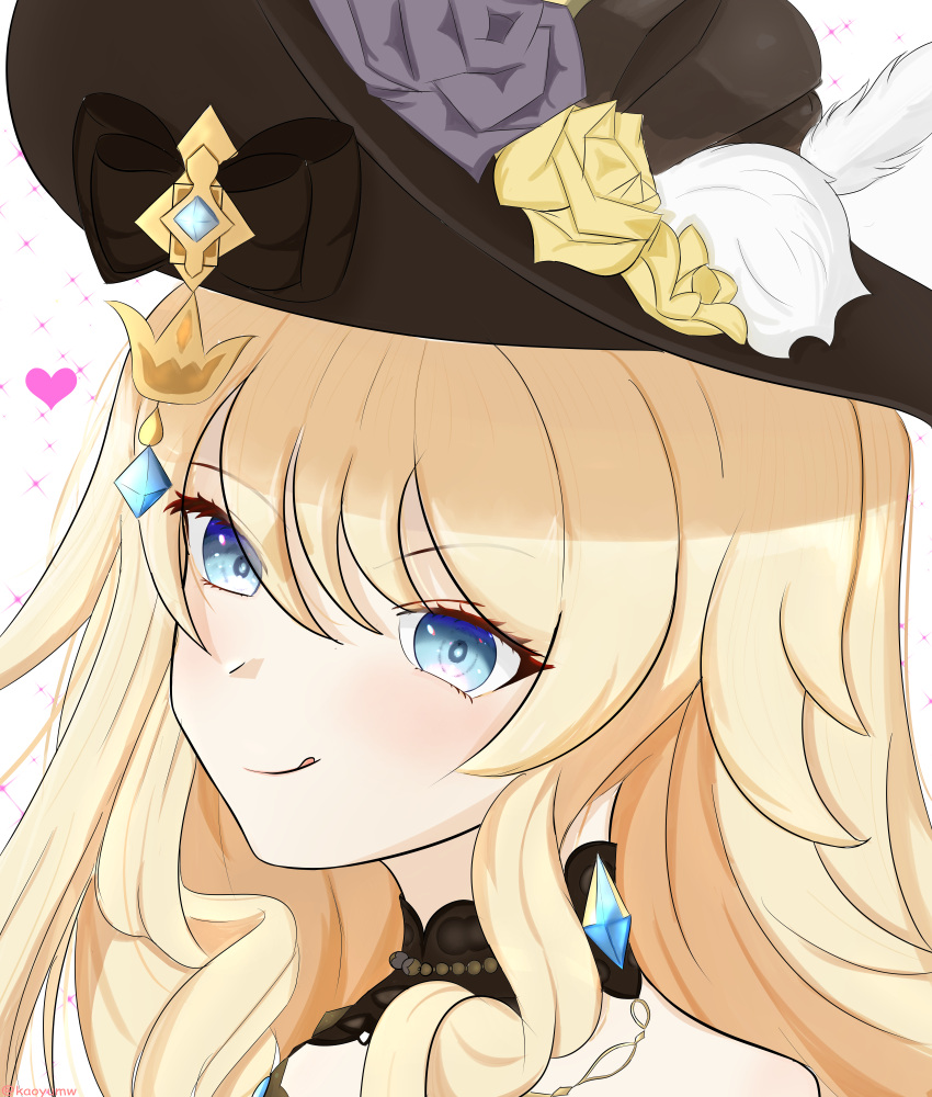 Safebooru - 1girl absurdres black headwear blonde hair blue eyes blue pupils blush genshin ...