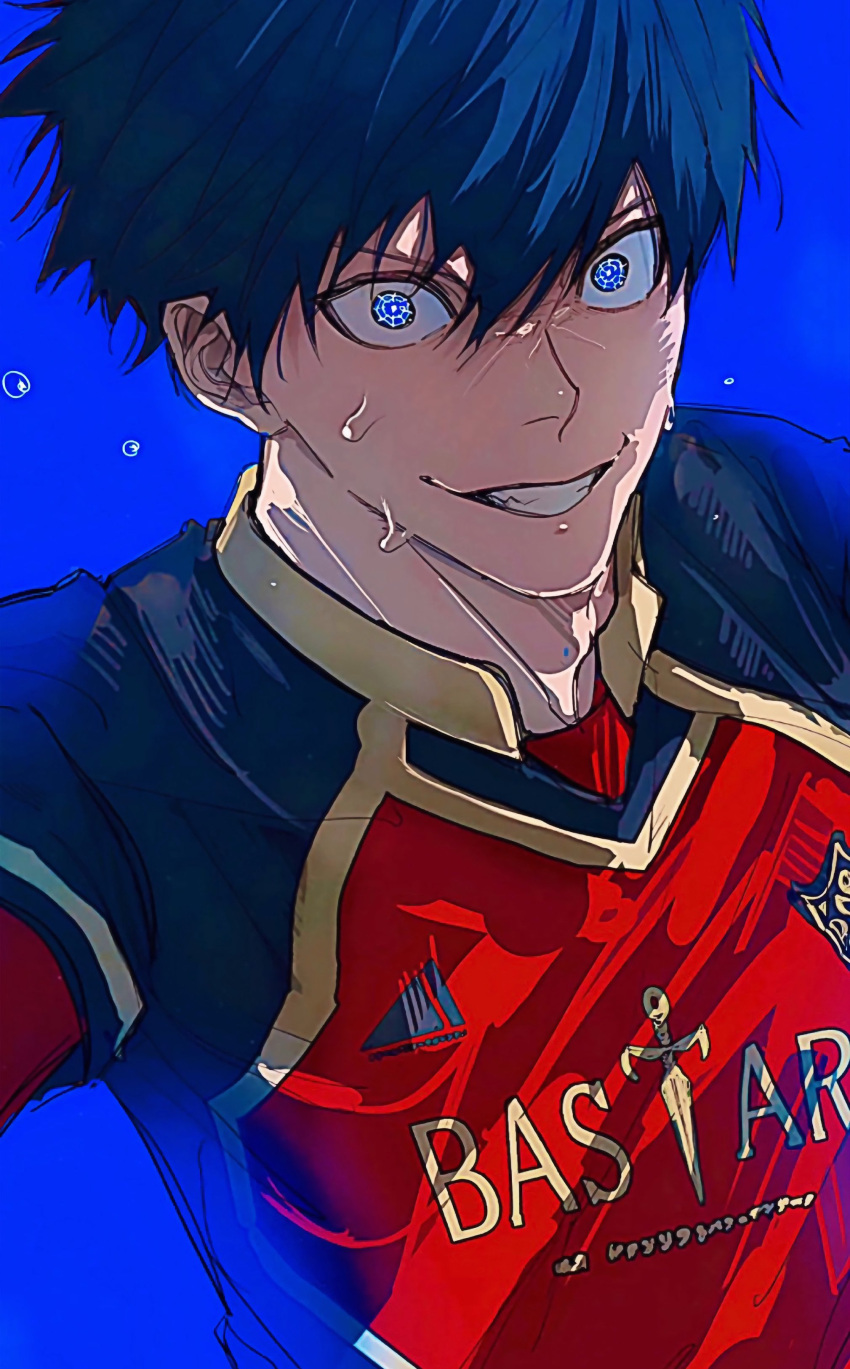 Safebooru - 1boy absurdres blue background blue eyes blue hair blue ...