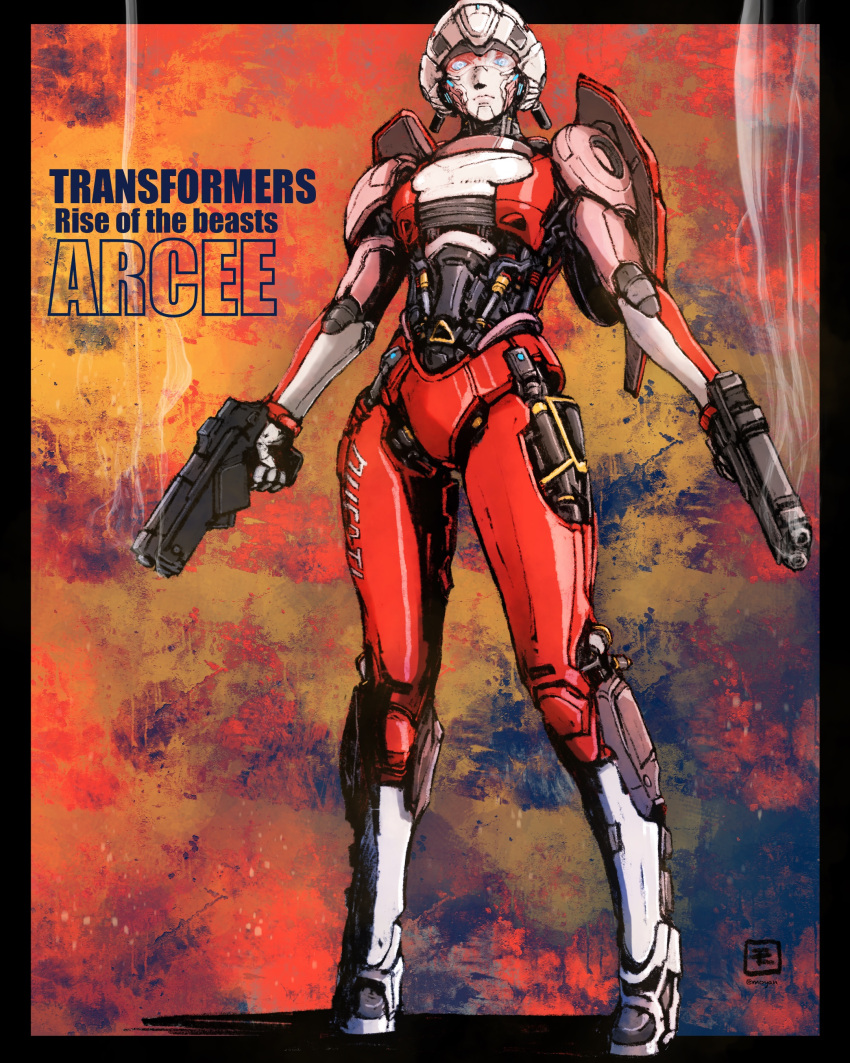 Safebooru - 1girl absurdres arcee autobot black border blue eyes border character name copyright ...