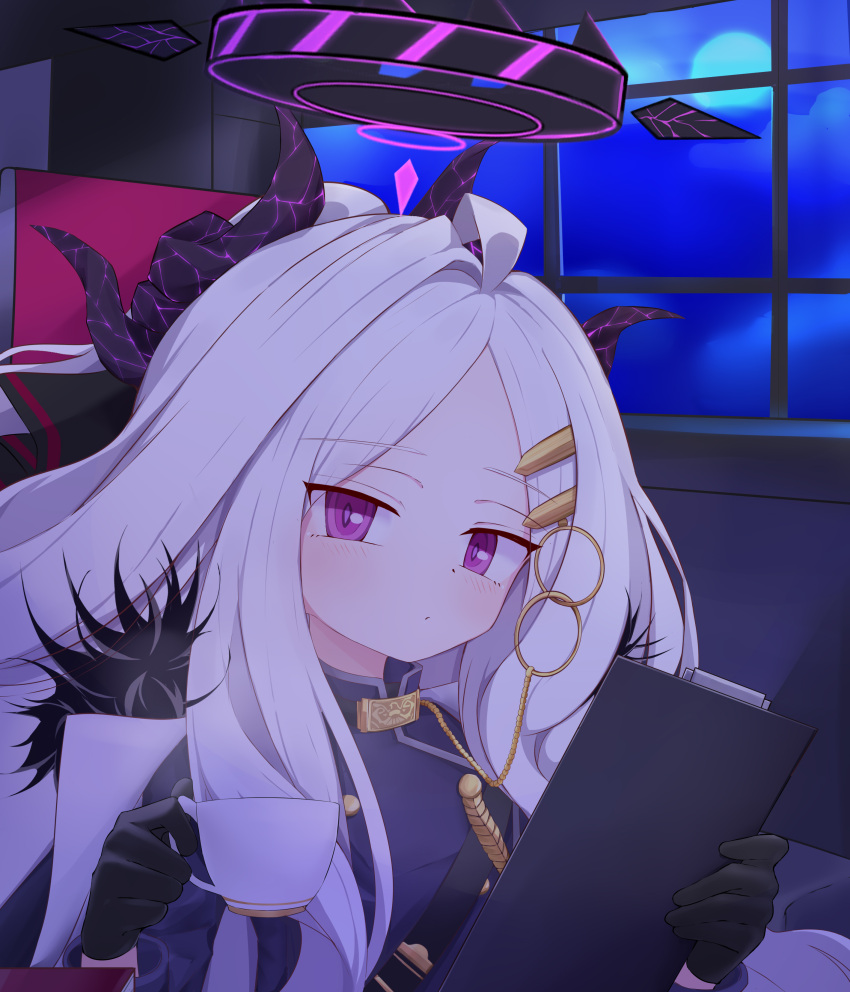 Safebooru - 1girl absurdres ahoge belt black coat black gloves blue archive clipboard clouds ...