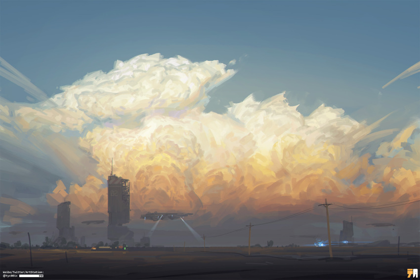 Safebooru - aircraft blue sky building clouds evening highres no humans ...