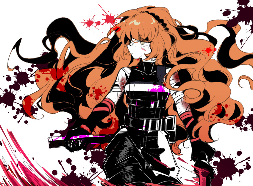 Safebooru - 1girl absurdres bandaged arm bandages belt black belt black gloves black pants black ...