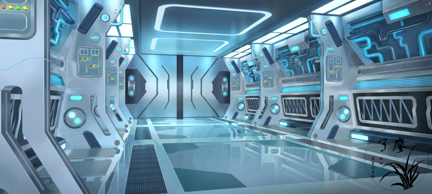 Safebooru - absurdres artist logo ceiling light door highres indoors no ...