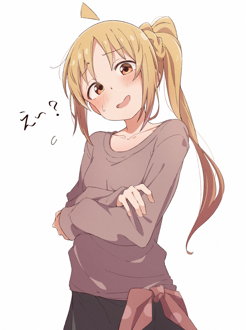 Safebooru - 1girl ahoge black skirt blonde hair blush bocchi the rock! brown eyes brown shirt ...
