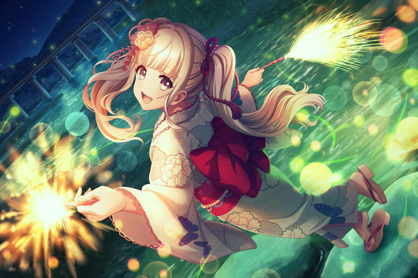 Safebooru - blush d4dj grey eyes grey hair long hair shiratori kurumi smile twintails yukata ...