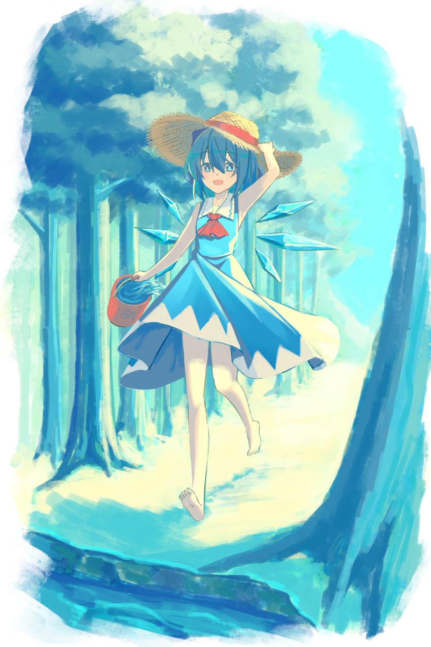 Safebooru 1girl Blue Dress Blue Eyes Blue Hair Brown Headwear Cirno 7836