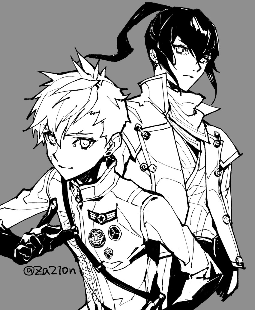 Safebooru - 2boys black hair coat flynn (smt4) highres long sleeves ...