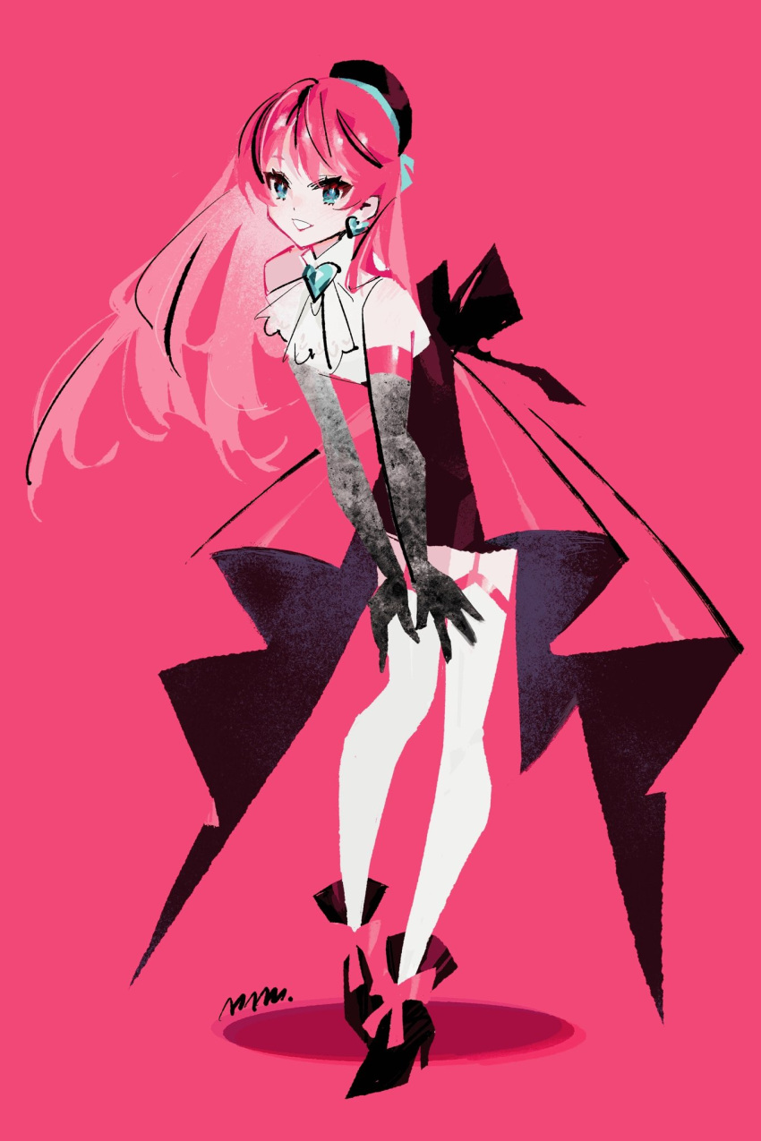 Safebooru - black gloves black headwear blue eyes dress earrings elbow gloves full body gloves ...