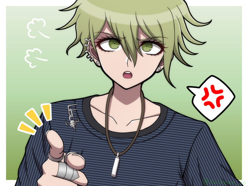 Safebooru - 1boy :o amami rantaro border collarbone danganronpa (series ...