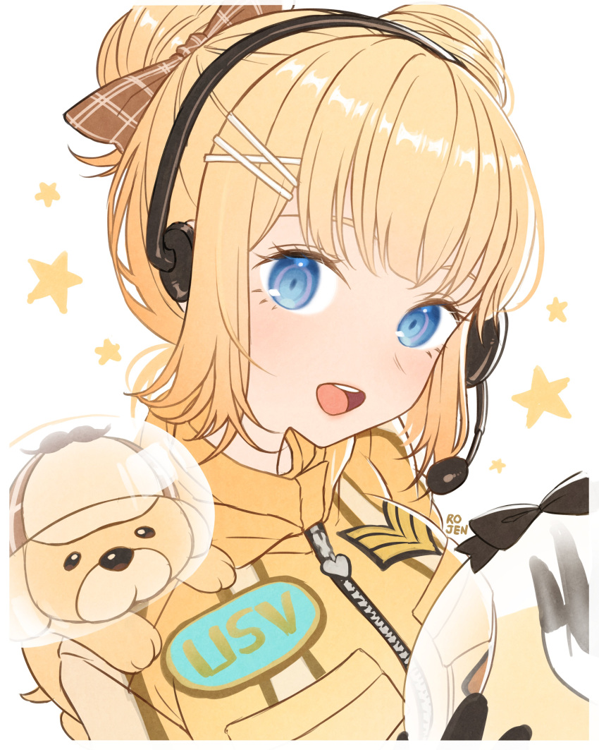 Safebooru - 1girl absurdres artist name astronaut black bow black gloves blonde hair blue eyes ...