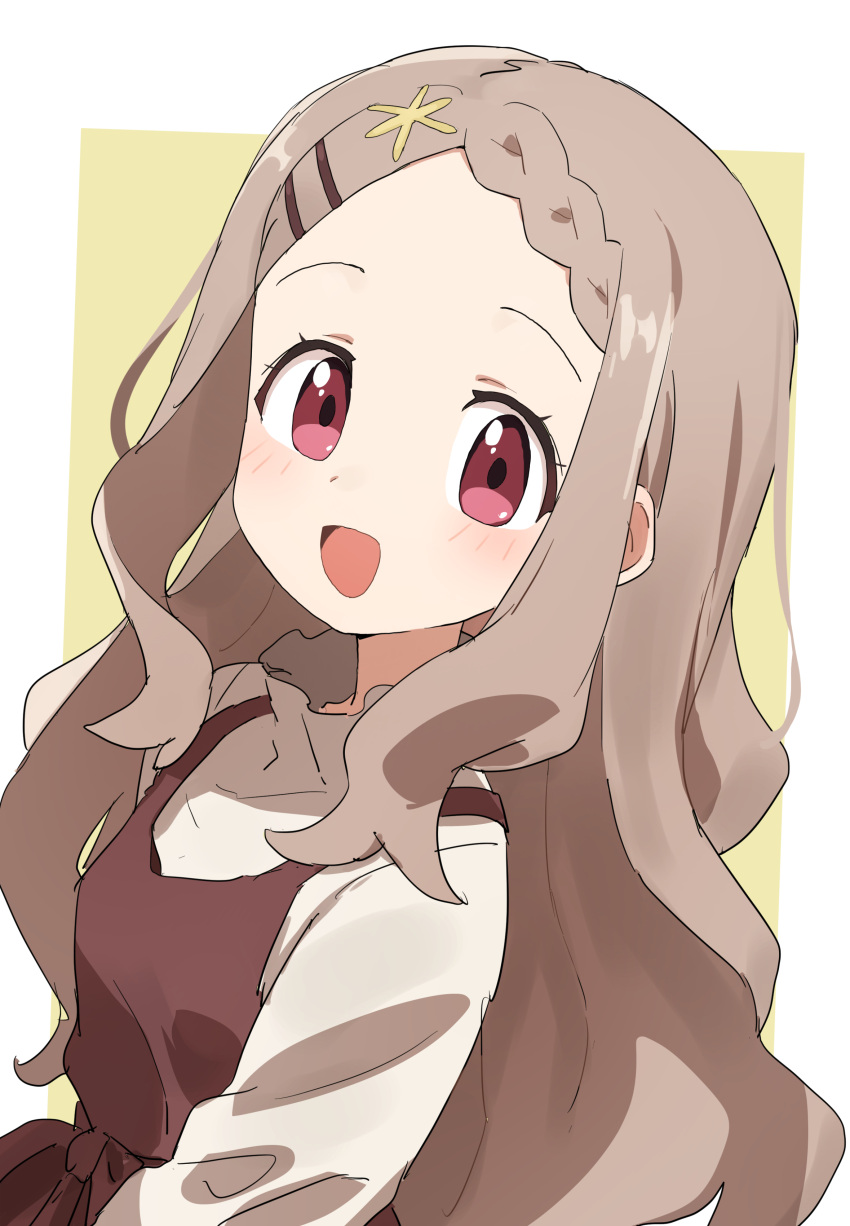 Safebooru - 1girl absurdres aoba kokona braid braided bangs brown hair dress flat chest gazacy ...