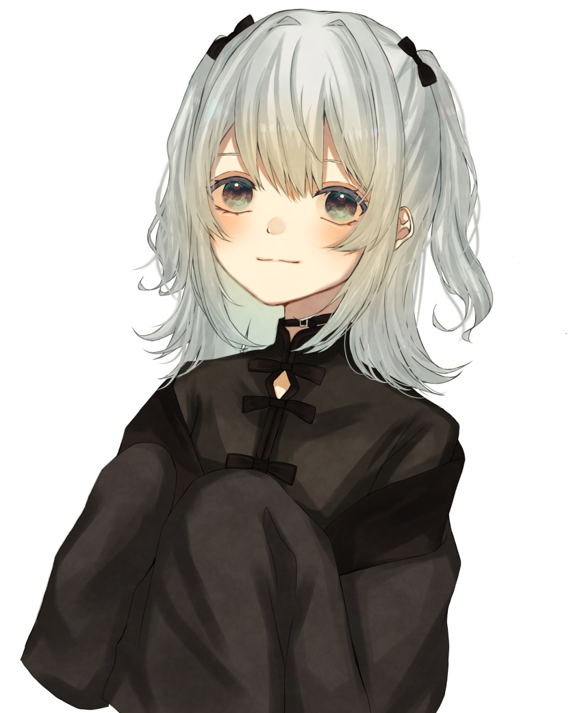 Safebooru - 1girl absurdres aqua eyes black bow black jacket black shirt bow closed mouth collar ...