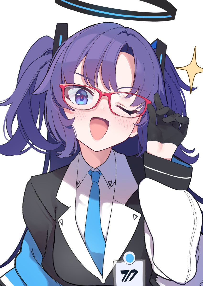 Safebooru - 1girl absurdres bespectacled black gloves blue archive blue eyes blue hair blue ...