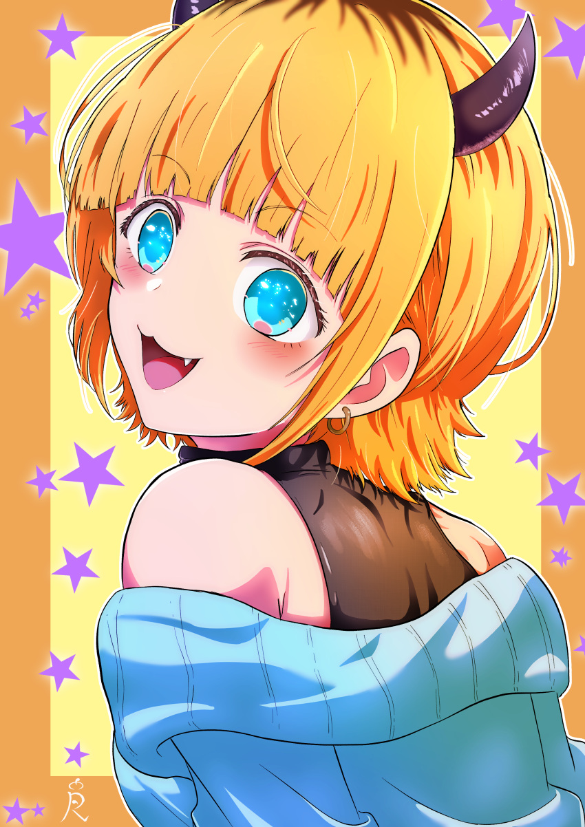 Safebooru - 1girl :3 absurdres aqua eyes bare shoulders blonde hair blue sweater blunt bangs ...