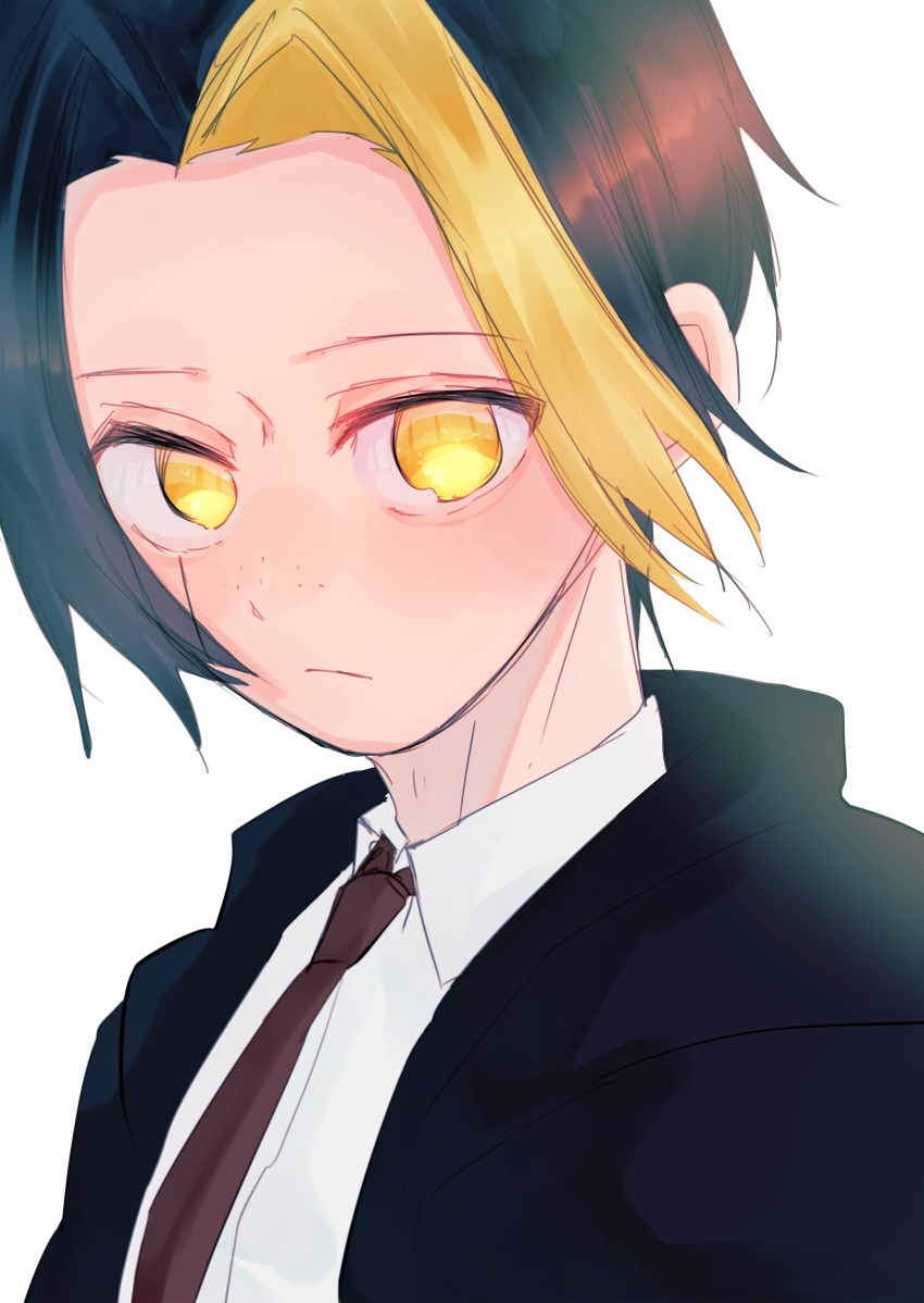 Safebooru - 1boy absurdres black hair blonde hair collared shirt finn ...