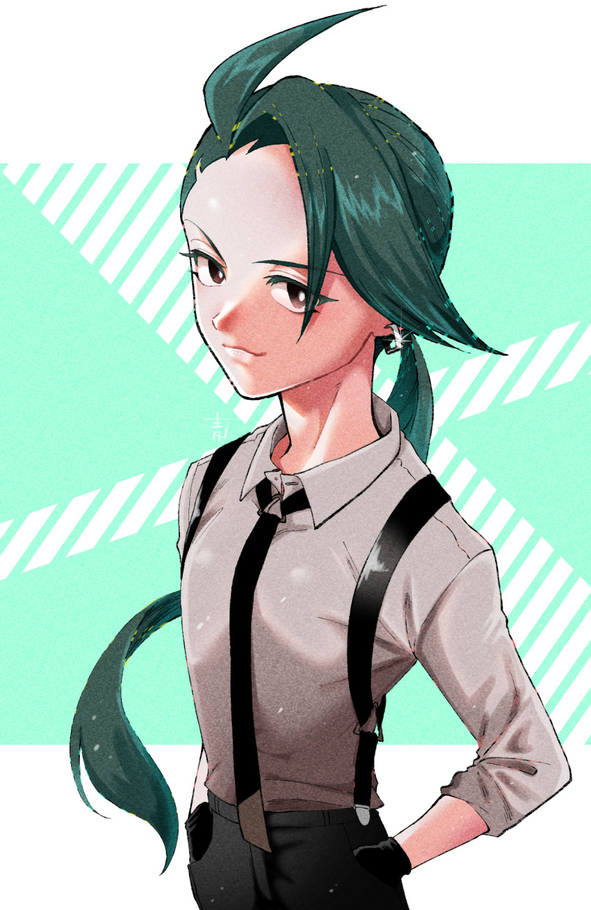 Safebooru - 1girl androgynous black gloves brown eyes commentary ...