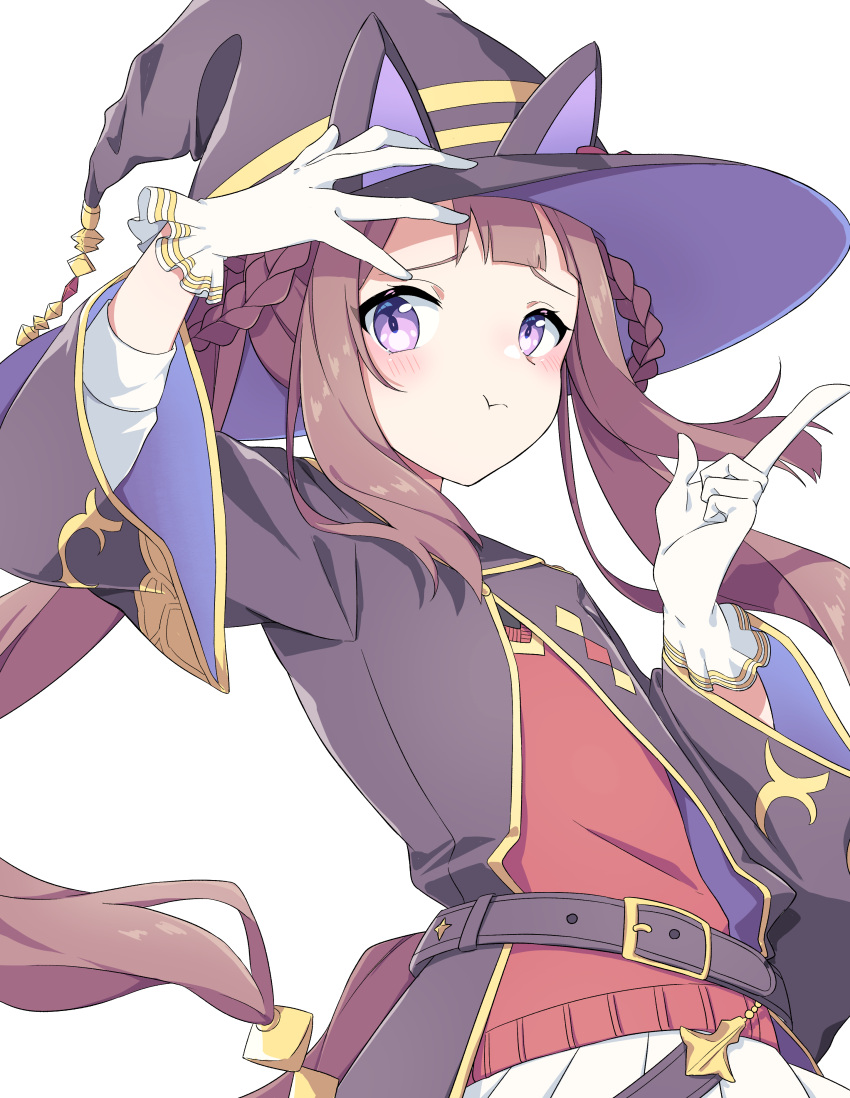 Safebooru - 1girl absurdres animal ears belt blush brown hair closed mouth gloves hair rings ...