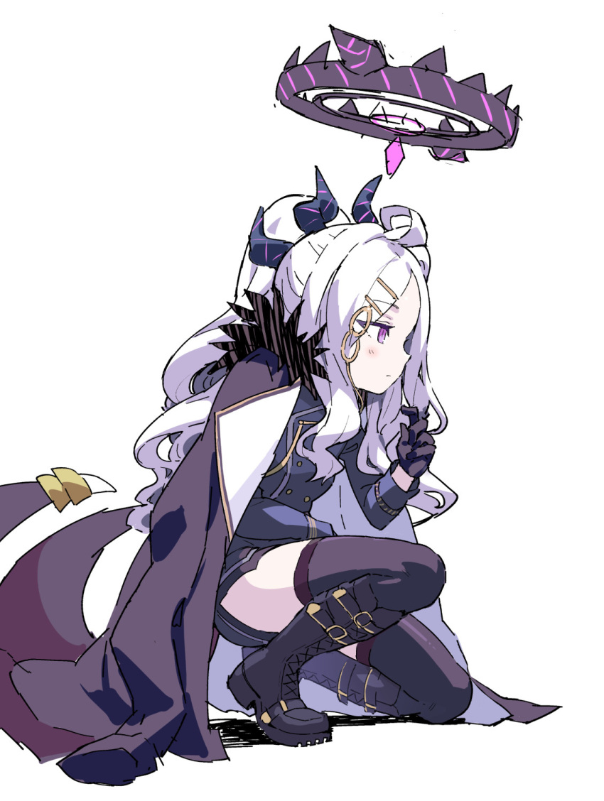 Safebooru - 1girl ahoge armband belt black coat black footwear black skirt black thighhighs blue ...