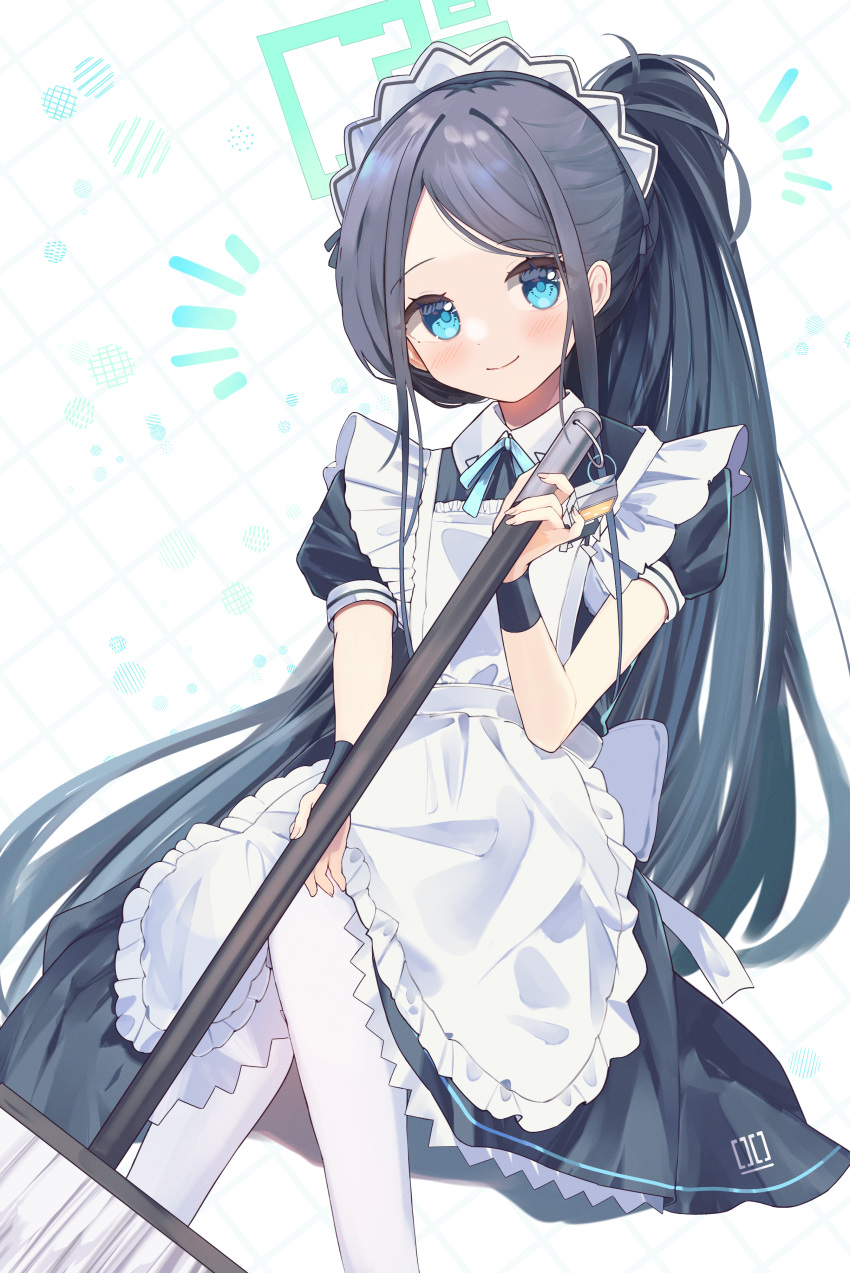 Safebooru - 1girl absurdres apron aris (blue archive) aris (maid) (blue archive) black hair blue ...