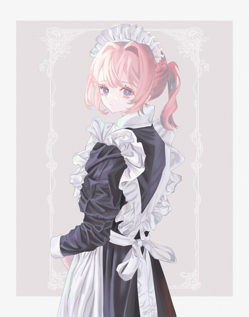 Safebooru - 1girl absurdres alternate costume apron black dress blue eyes dress enmaided ...