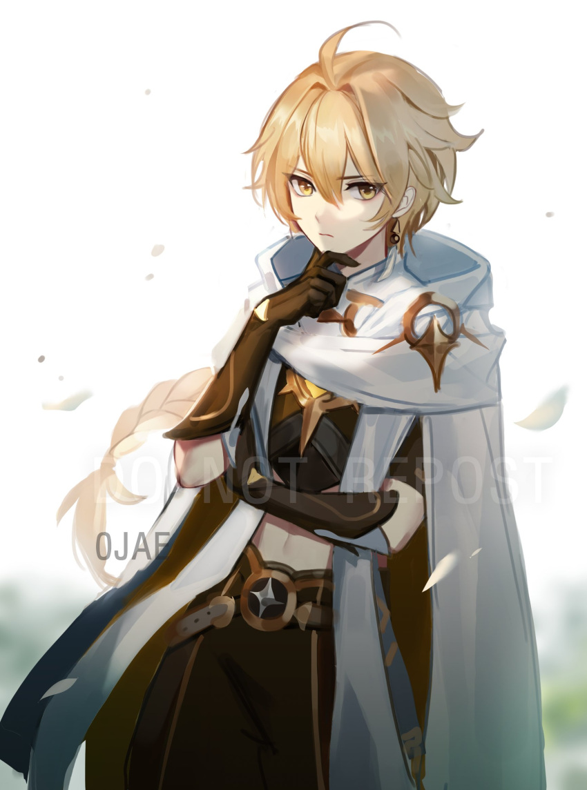 Safebooru - 0jae 1boy aether (genshin impact) ahoge arm armor arm support artist name baggy ...