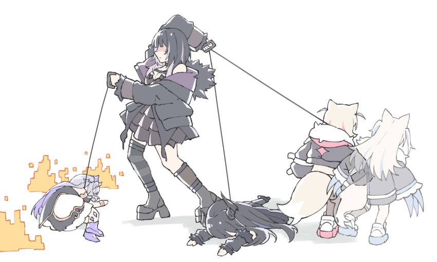 Safebooru - fuwawa abyssgard highres holding holding leash hololive ...
