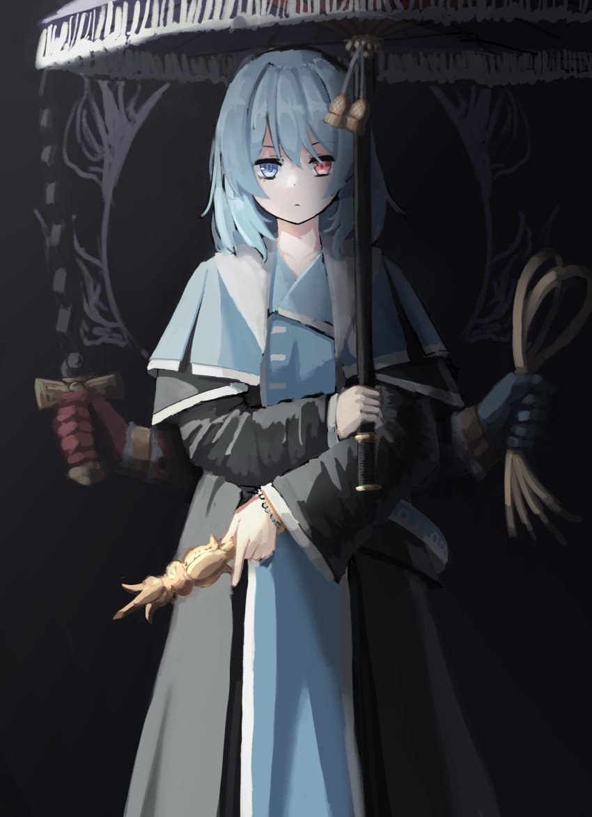Safebooru - 1girl allcy49 alternate costume black background blue eyes blue hair closed mouth ...