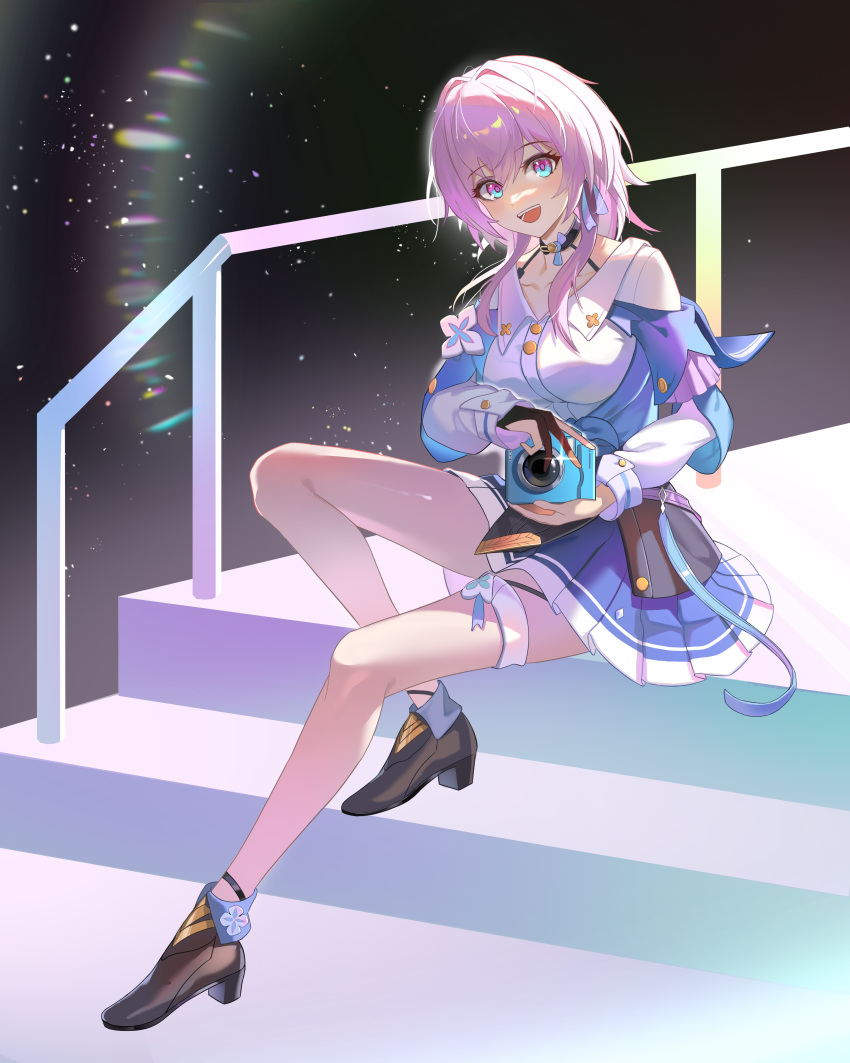 Safebooru - 1girl absurdres black choker black corset black footwear black gloves blue eyes blue ...
