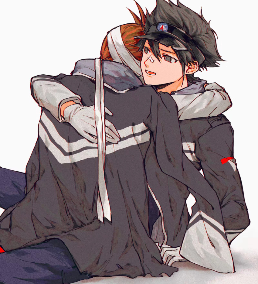 Safebooru - 2boys :d ace attorney ako (eanaaati1) antenna hair apollo justice bandaged head ...