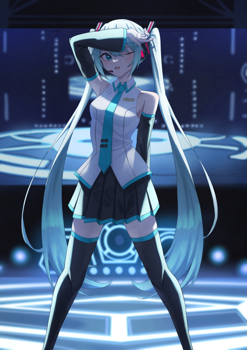 Safebooru - 1girl absurdres amaama (beccyonaika1) aqua eyes aqua hair aqua nails aqua necktie ...