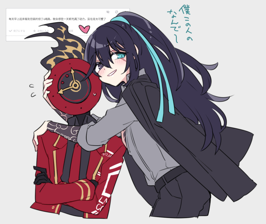 Safebooru - 1boy 1other arm tattoo black eyes black gloves black hair black jacket black shirt ...