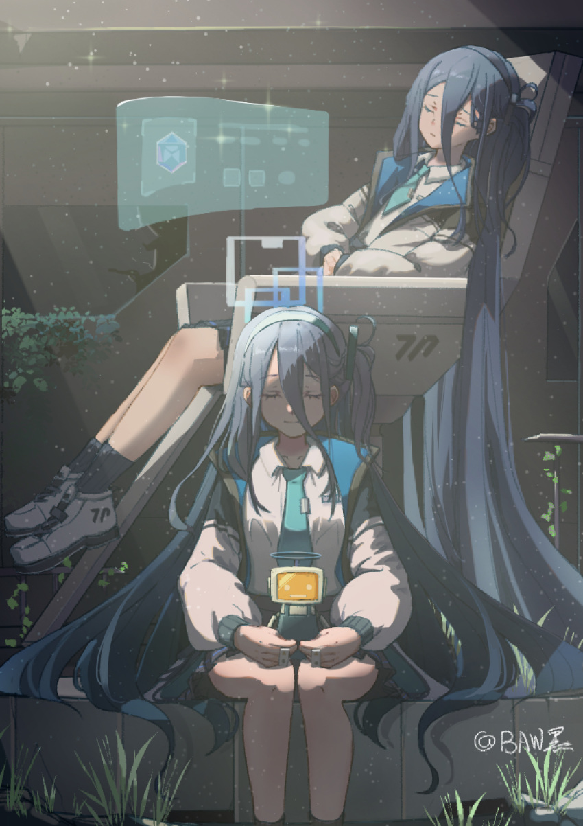 Safebooru - (blue archive) (robot) (blue archive) 2girls absurdly long hair aqua necktie aris ...