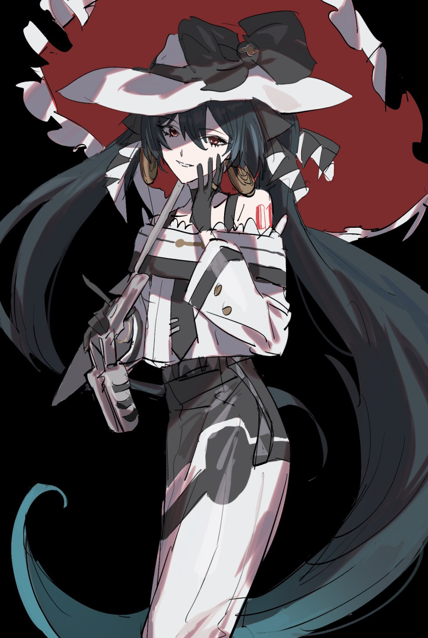 Safebooru - 1girl black background black bow black choker black gloves bow choker dark miku ...